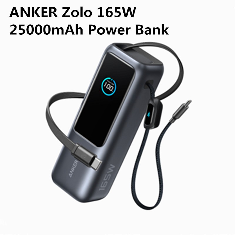 Anker A1695 Zolo Portable Charger, 25000mAh 165W Power Bank พร้อมสาย USB-C Lanyard ในตัว ...