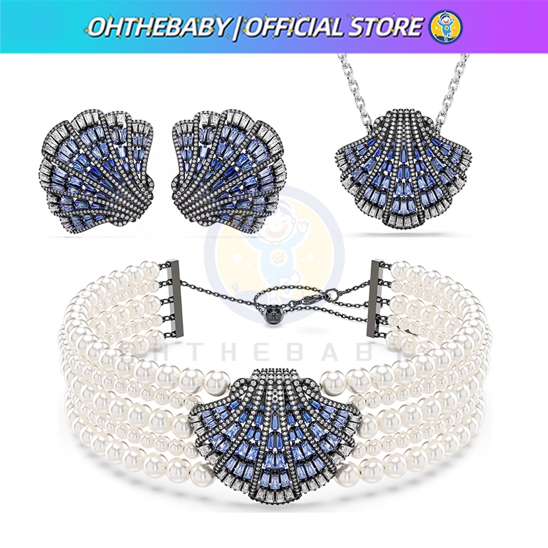 Swarovski Idyllia Y shell Series สร้อยคอเปลือกสีฟ้า Idyllia Y สร้อยคอ ...