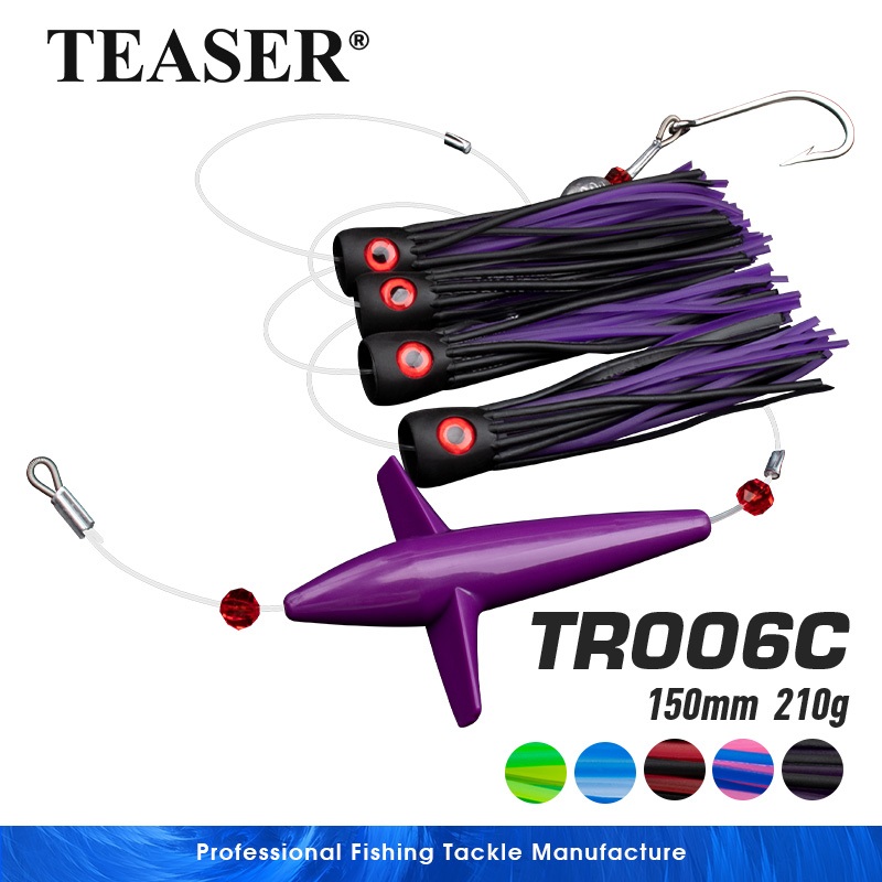 TEASER【TR006C】4Pcs 6 นิ้ว Trolling กระโปรงเหยื่อ 1 PC Teaser Bird 12.8 ...