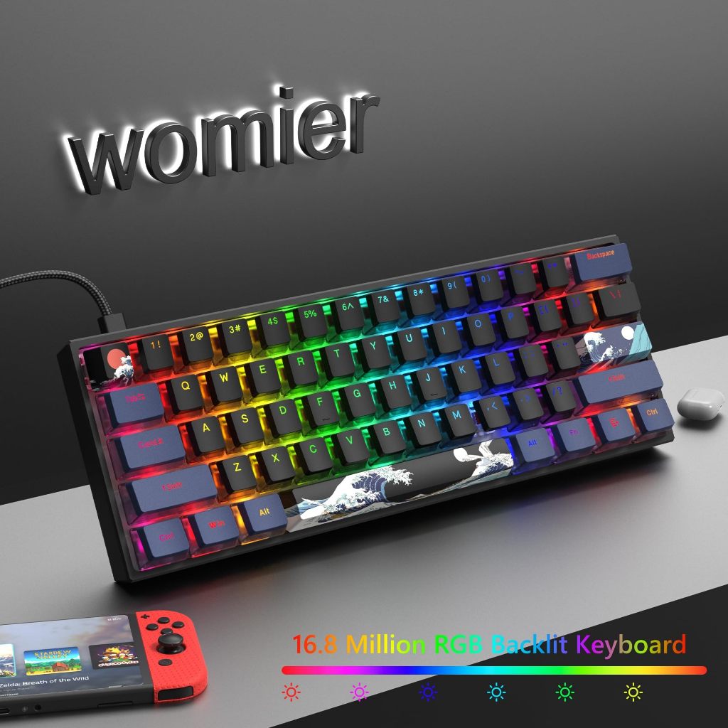 Womier 60% WK61 คีย์บอร์ดแบบมีสาย Hot-Swappable RGB Backlit ปะเก็น ...