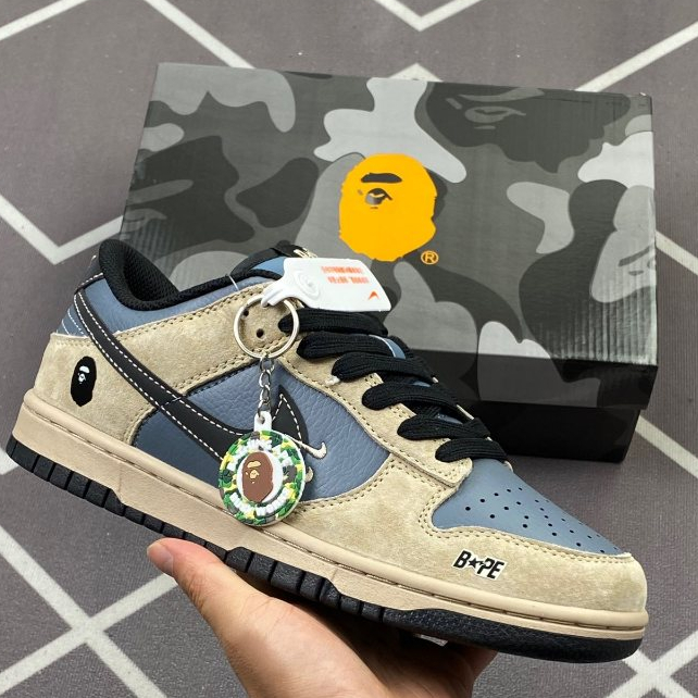 Nike SB Dunk Low BAPE Series-Distressed Blue Black Hook Low-Top รองเท้า ...