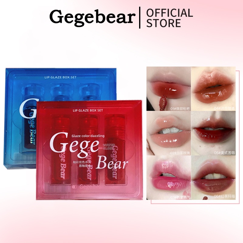 🔥Gegebear ลิปกลอส Set 3 ชิ้น lip gloss ลิป ลิปทินปากฉ่ำ ริมฝีปากชุ่ม ...