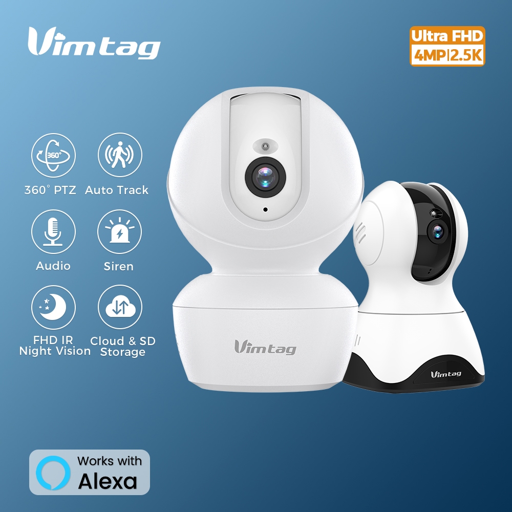Vimtag 2.5K กล้องรักษาความปลอดภัย กล้องวงจรปิดในร่ม WIFI 360° Auto Track IR Night Vision Human ...