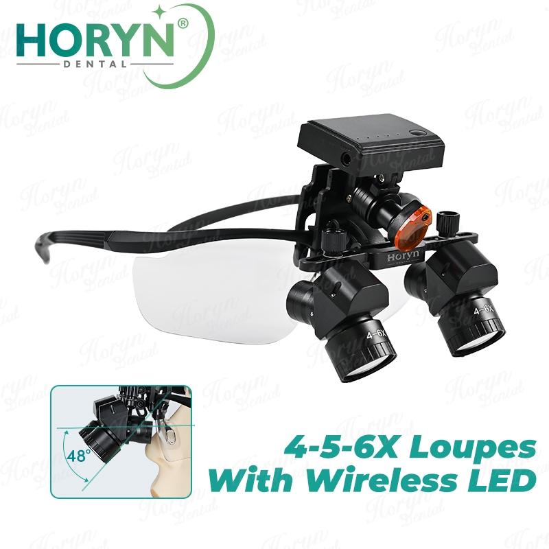 Horyn ทันตกรรม Loupes 4X-6X แว่นขยายกล้องส่องทางไกลแบบปรับได้ผ่าตัด ...
