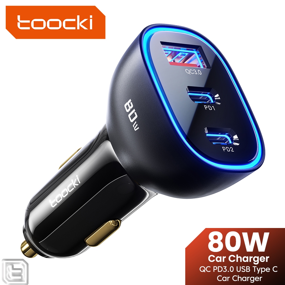 Toocki 80W Fast Car Charger สามพอร์ต USB Type C อะแดปเตอร์รถ PD30W QC3 ...
