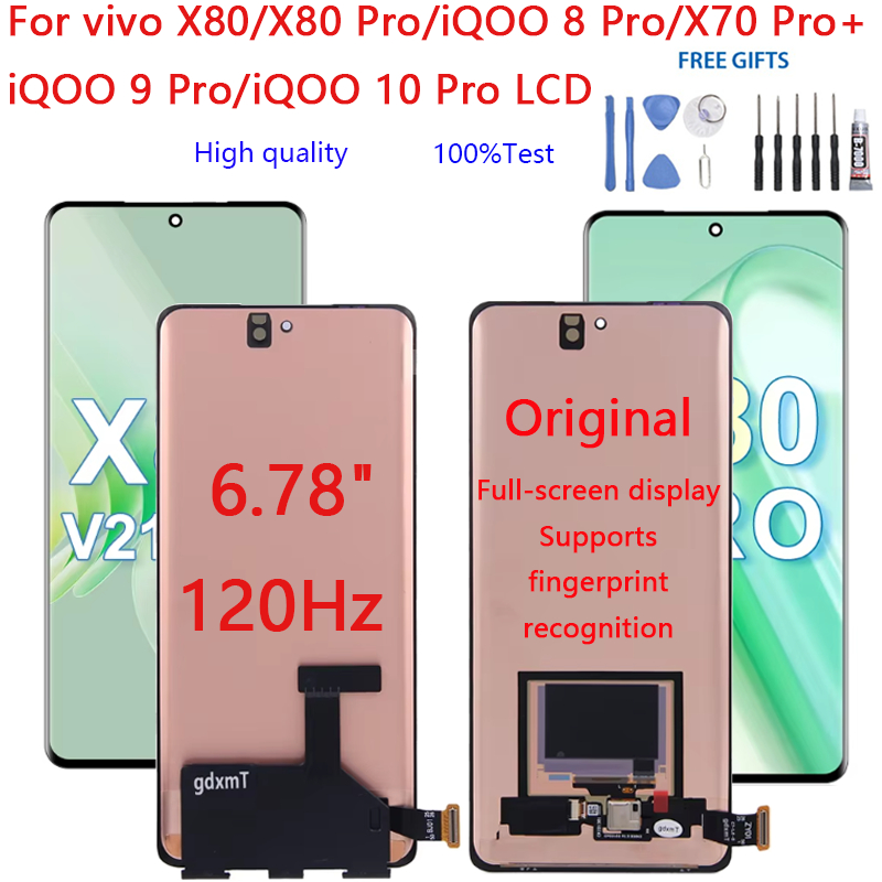 Original AAA + สําหรับ vivo X80/X80 Pro/iQOO 8 Pro/X70 Pro +/ iQOO 9 Pro/iQOO 10 Pro จอแสดงผล ...