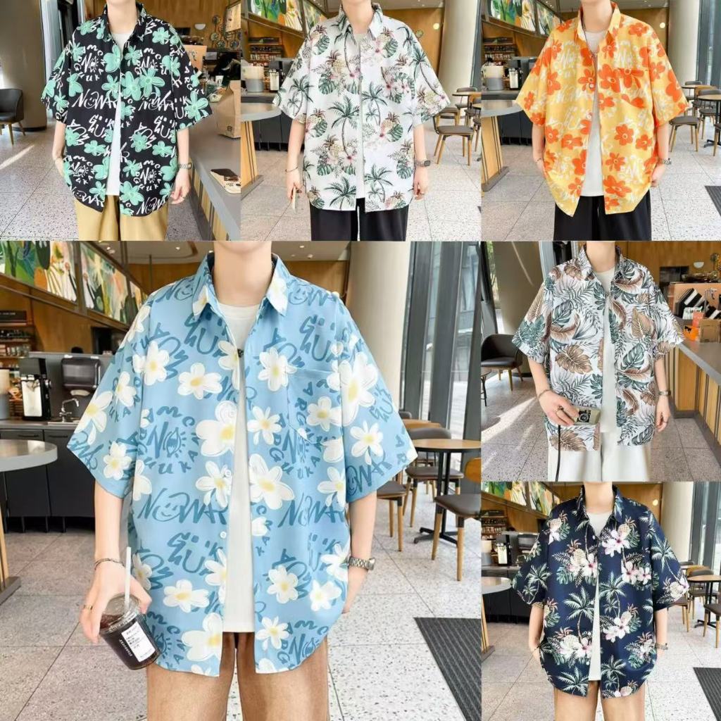 เสื้อเชิ้ตผู้ชาย เสื้อฮาวาย M-3XL 100 แบบ รุ่น 644 E111 | Shopee Thailand