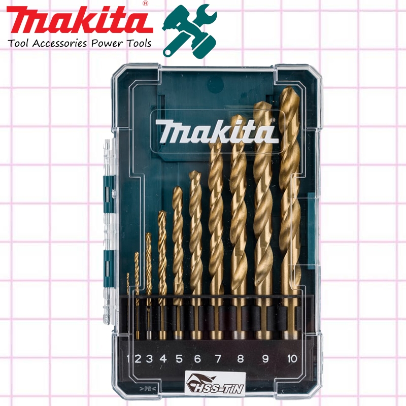 MAKITA D-72849 ชุดดอกสว่านเหล็กความเร็วสูง10ชิ้นก้านตรงไม้โลหะบิดสว่าน ...