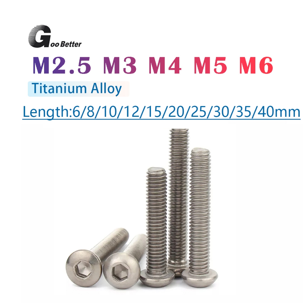 5pcs TA2 ไทเทเนียม Bolt M3 M4 M5 M6 GR2 ISO7380 Hex ซ็อกเก็ตสลักเกลียวปุ่มหัวสกรูปุ่มหัว ...