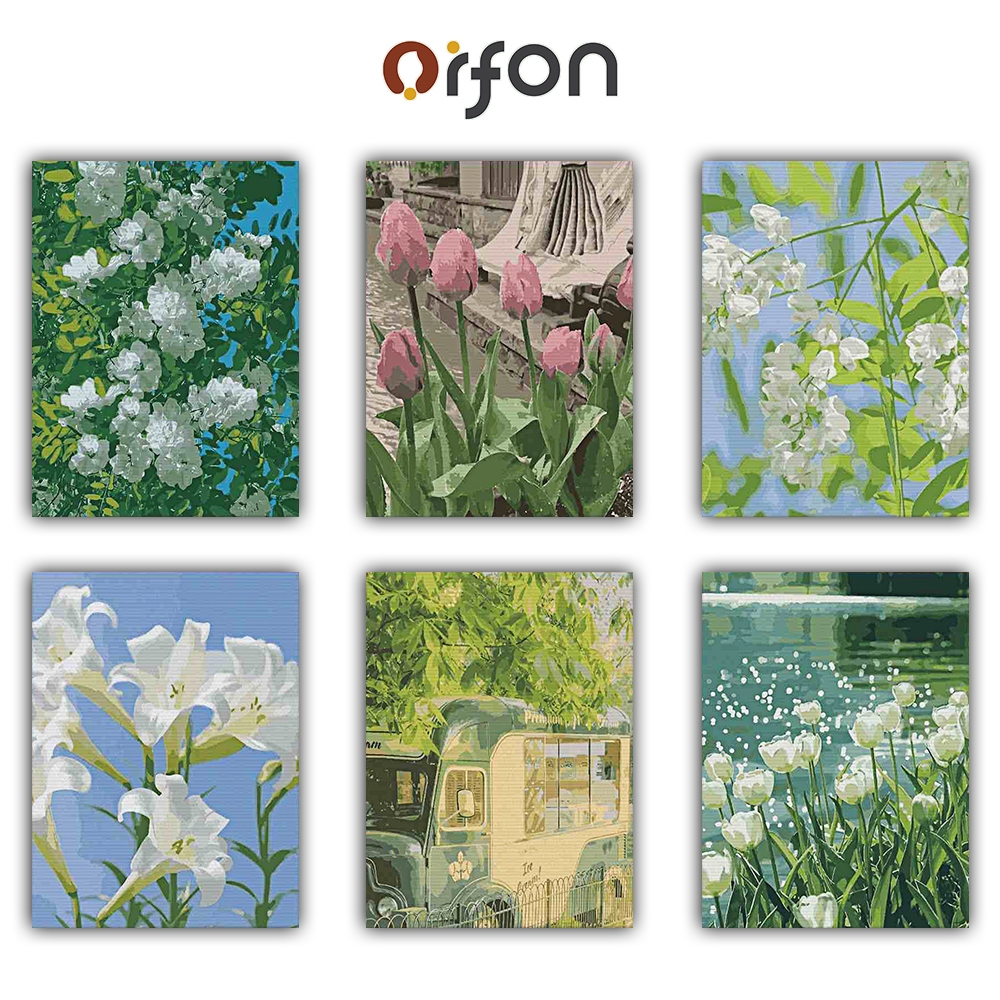 【ORFON】 40×50cm ระบายสีตามตัวเลข/ดอกไม้/ภาพระบายสี/ระบายสีตามตัวเลข Diy / ของขวัญ / ศิลปะตกแต่ง ...