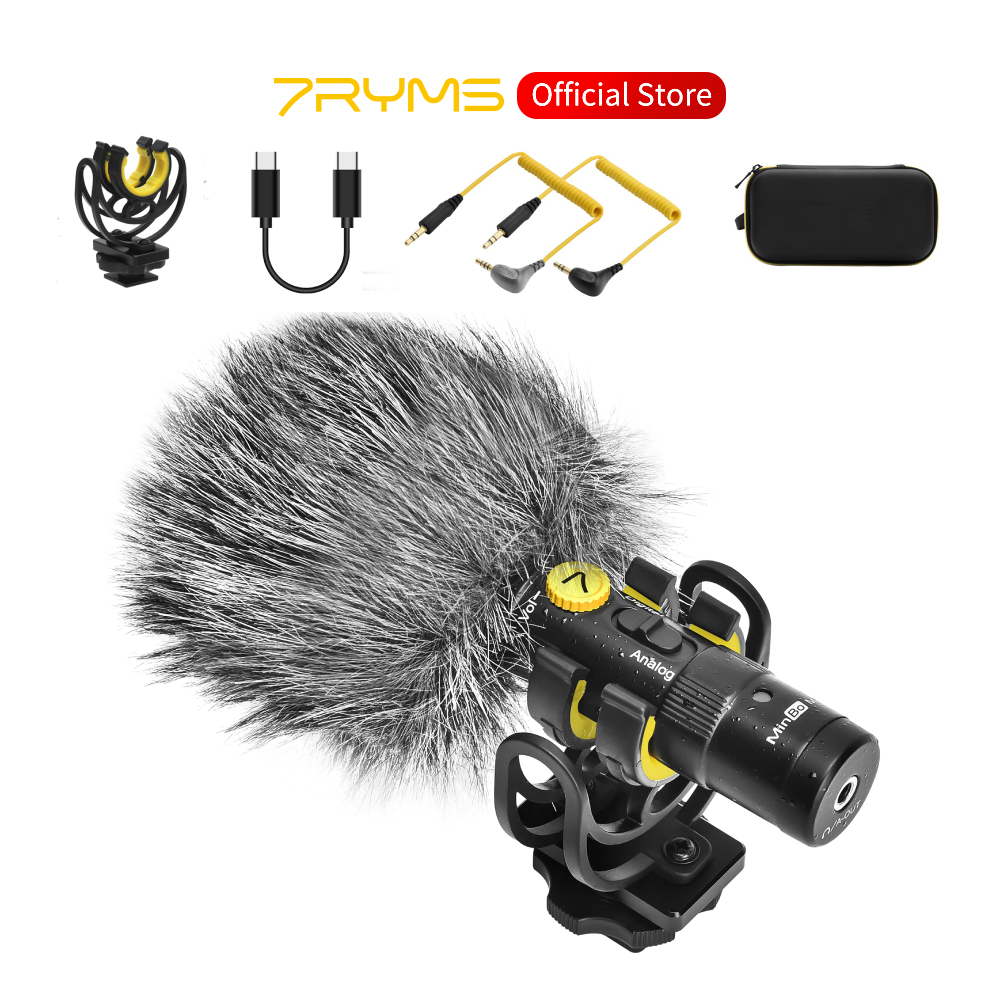 7ryms MinBo M1 Shotgun Microphone, Mini Cardioid Digital/Analog On ...