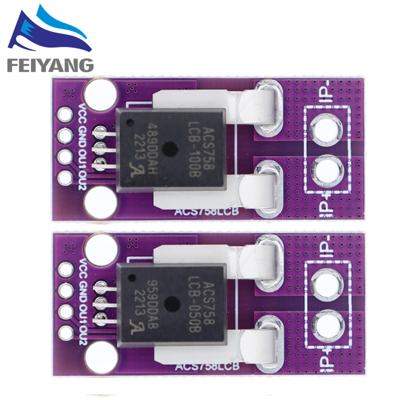 50a 100A Hall Current Sensor โมดูล Linear Analog AC DC 3.3V-5V ACS758 ...