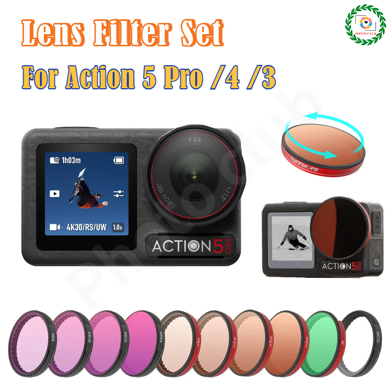 ชุดกรองเลนส์สําหรับ DJI Osmo Action 5 Pro/Action 4 3 UV CPL ND8/16/32/64 ตัวกรองโพลาไรเซอร์ ...