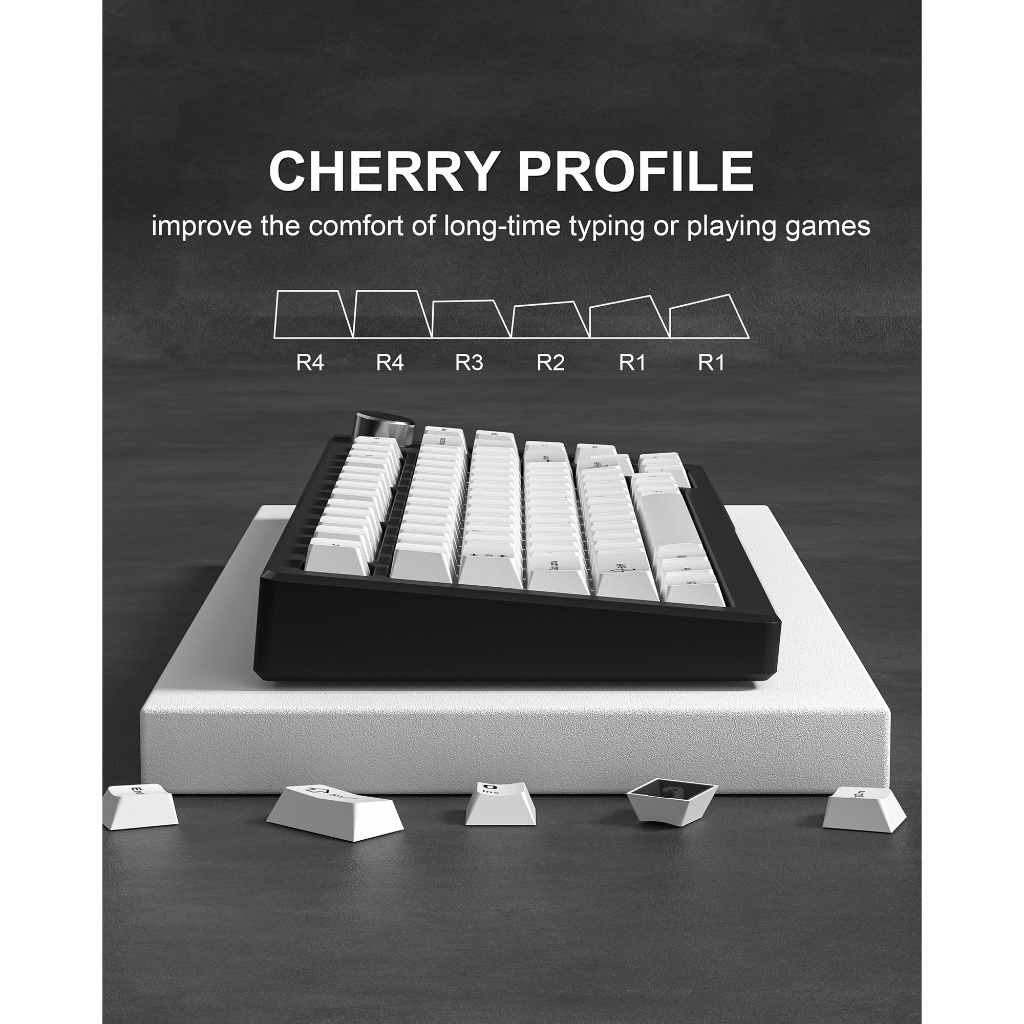 Womier Pure White 122 คีย์ Retro Keycaps Double Shot PBT Key Caps ชุด ...