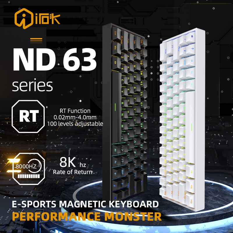 คีย์บอร์ดแบบกลไกสําหรับเล่นเกม IROK ND63/ND63 Pro | สวิตช์แม่เหล็ก | ทริกเกอร์อย่างรวดเร็ว ...