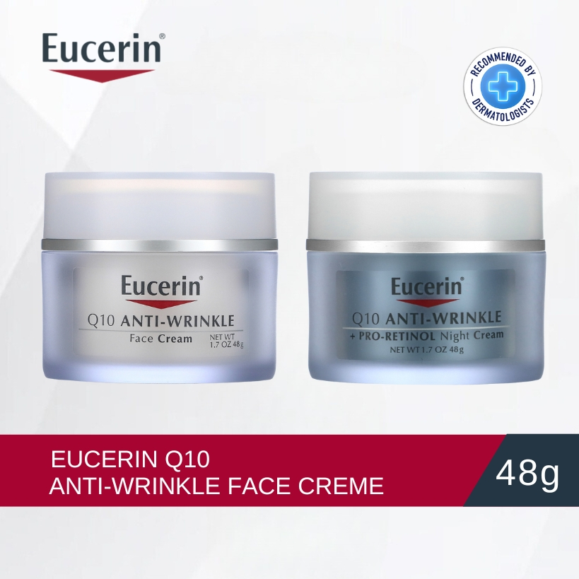 Eucerin Q10 Anti-Wrinkle Face Cream/Pro-Retinol Night Cream 48g ยูเซ ...