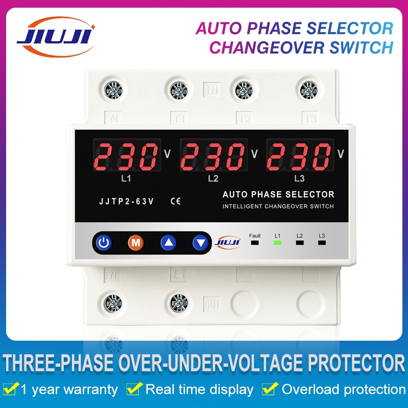 สามเฟส 3P+N Din rail phase selector โวลต์มิเตอร์แบบปรับได้ Over และ Under Voltage protection ...