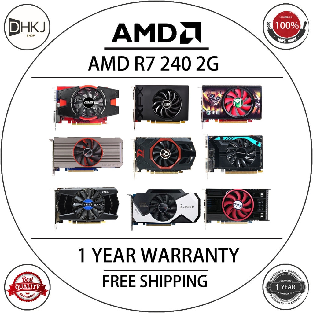 ใช้ AMD R7 240 2GB (จัดส่งแบรนด์แบบสุ่ม) กราฟิกการ์ด GPU AMD การ์ดหน้า ...