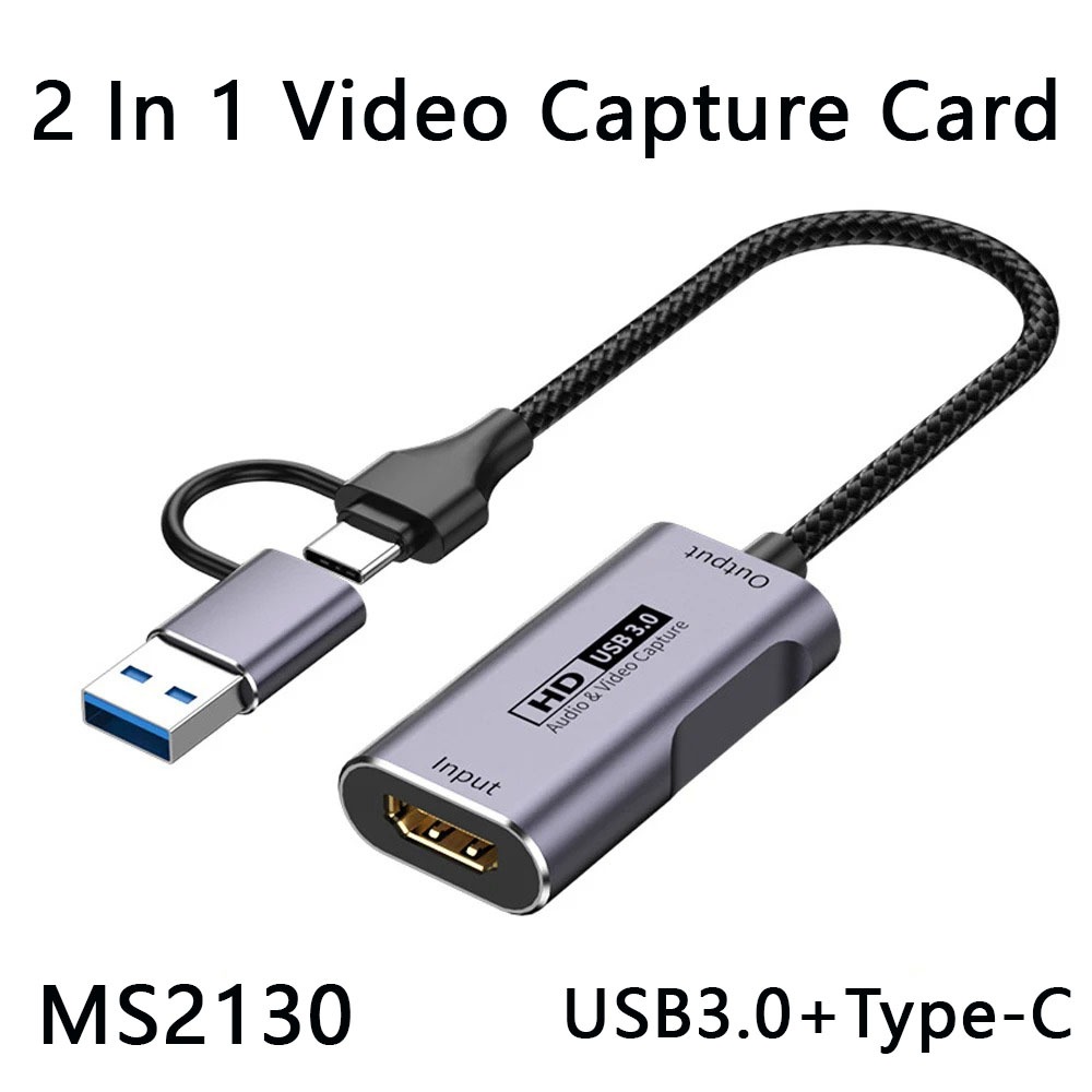 2 In 1 Video Capture Board USB 3.0 ประเภท C ถึง HDMI-compatibl เกม ...