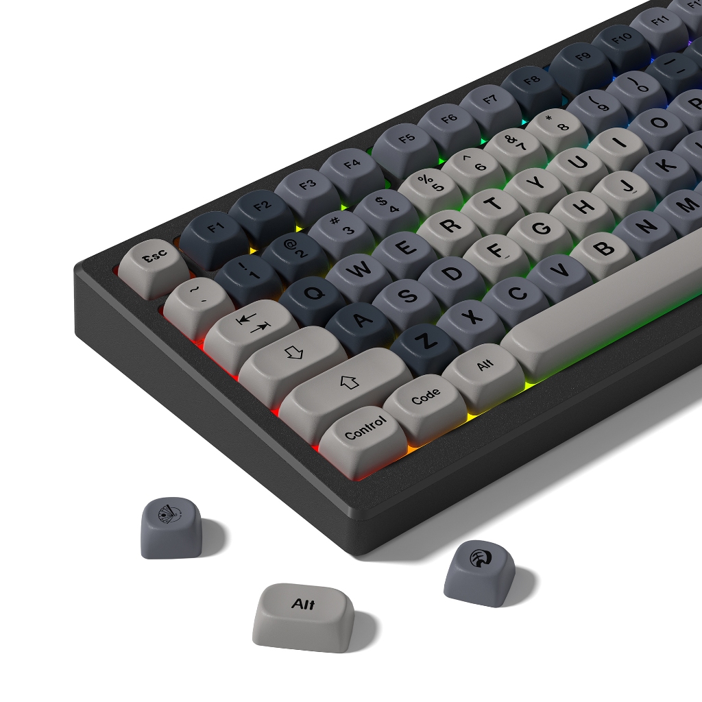 Womier Retro MOA น่ารักสีเทา Keycaps 135 คีย์ Dye Sub Theme PBT Key Cap ...