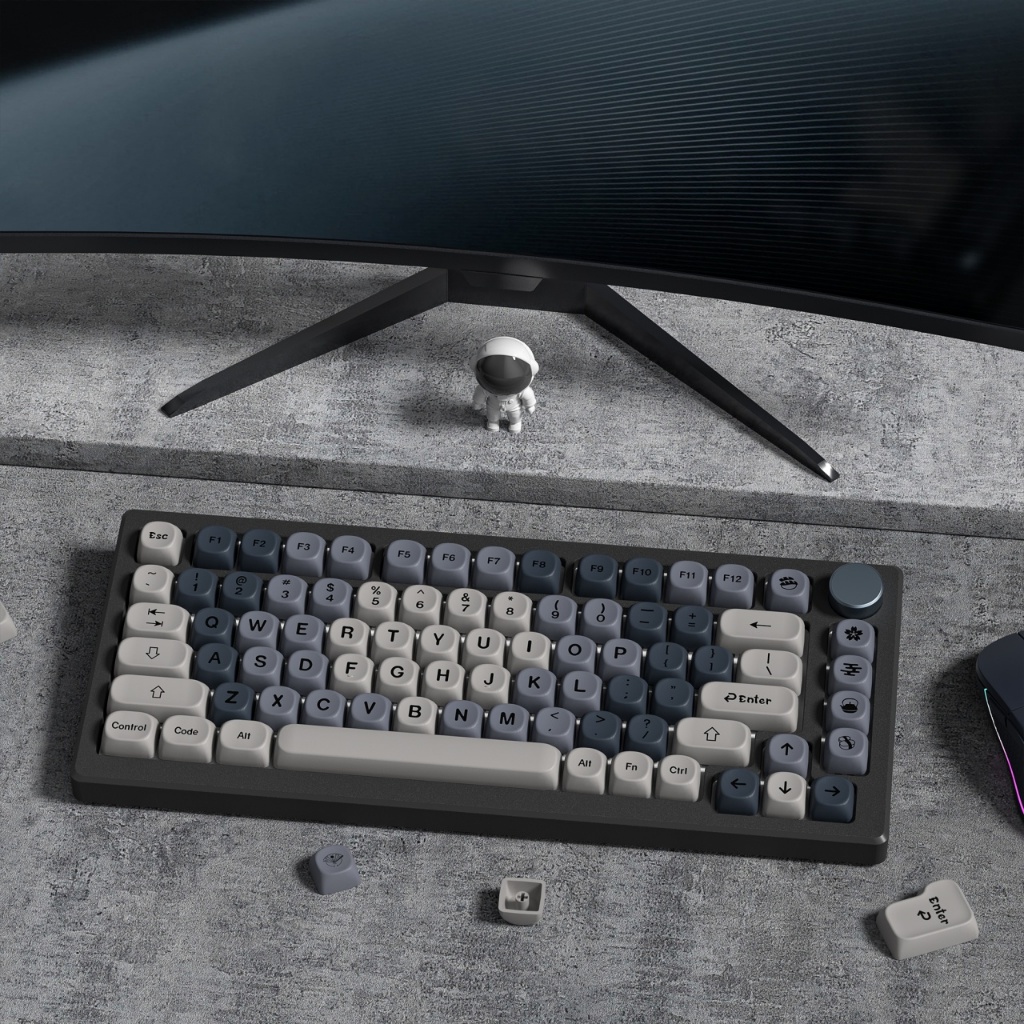 Womier Retro MOA น่ารักสีเทา Keycaps 135 คีย์ Dye Sub Theme PBT Key Cap ...