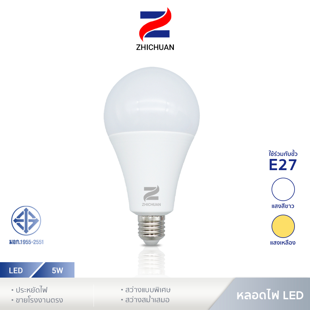 ZHICHUAN หลอดไฟ LED SlimBulb 5W light หลอดไฟ LED ขั้ว E27 หลอดไฟ E27 5W ...