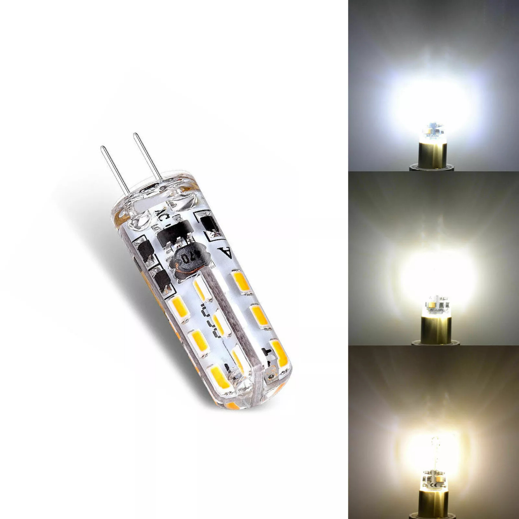 Mini G4 หลอดไฟ Led 24Leds 2W หลอดไฟซิลิโคน DC12V 220V Cool Warm White ...