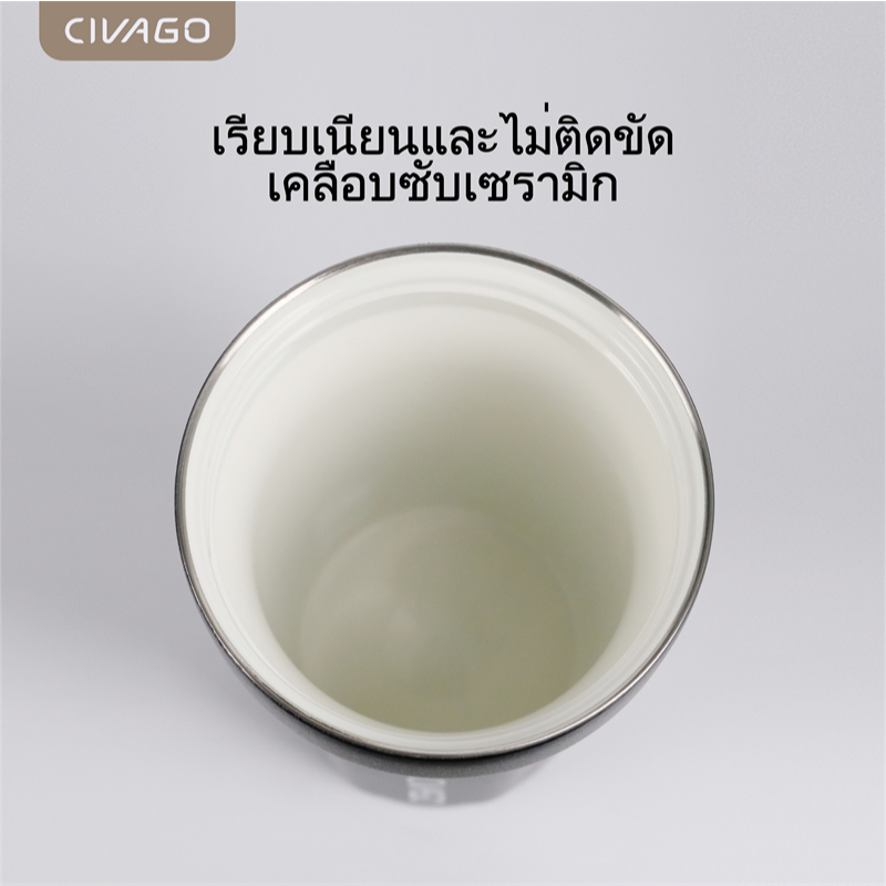 Civago（13oz）แก้วกาแฟสแตนเลสสีม่วงพร้อมฝาปิดกระติกน้ําสูญญากาศแก้วน้ํา ...