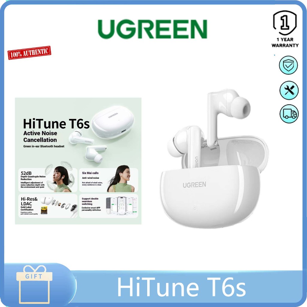 UGREEN HiTune T6s True Wireless Bluetooth Headphones Active noise-cancelling Music headphones ...