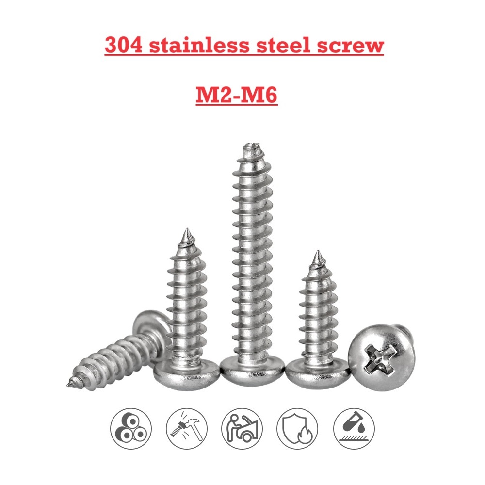 304 สแตนเลสสตีลร่มหัวเห็ด Self Tapping สกรู Phillips สกรู M2 M2.2 M2.6 M3 M4 M5 M6 | Shopee Thailand