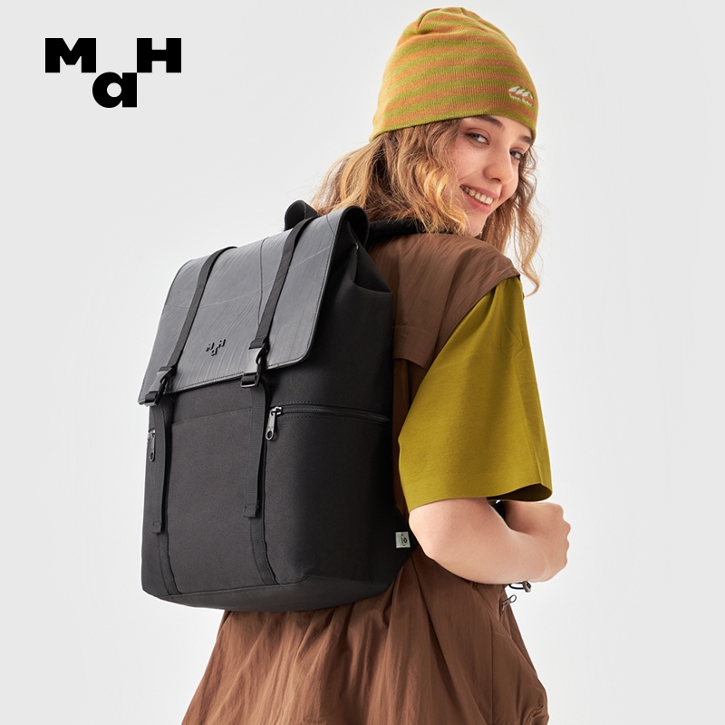 Mah 3134 Siro กระเป๋าเป้สีดํายางรีไซเคิลพร้อมผ้ากันน้ํา 14 นิ้ว ...