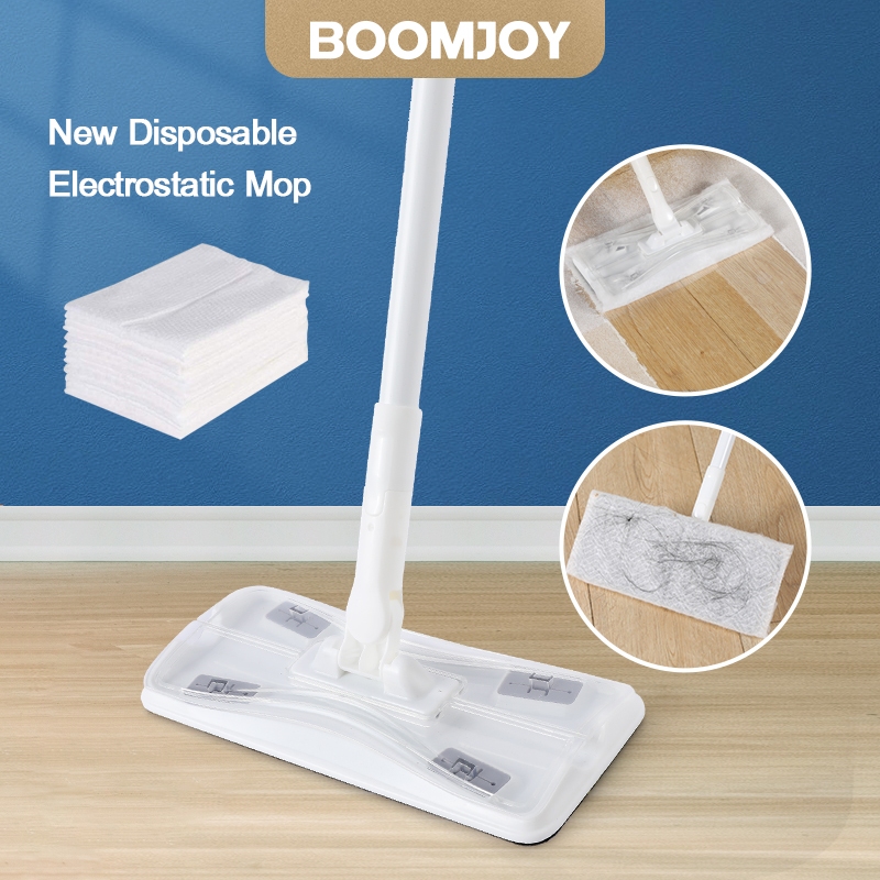 BOOMJOY ไม้ถูพื้นแบบใช้แล้วทิ้งไม้ถูพื้นแบบแบนไฟฟ้าสถิตเหมาะสําหรับทํา ...