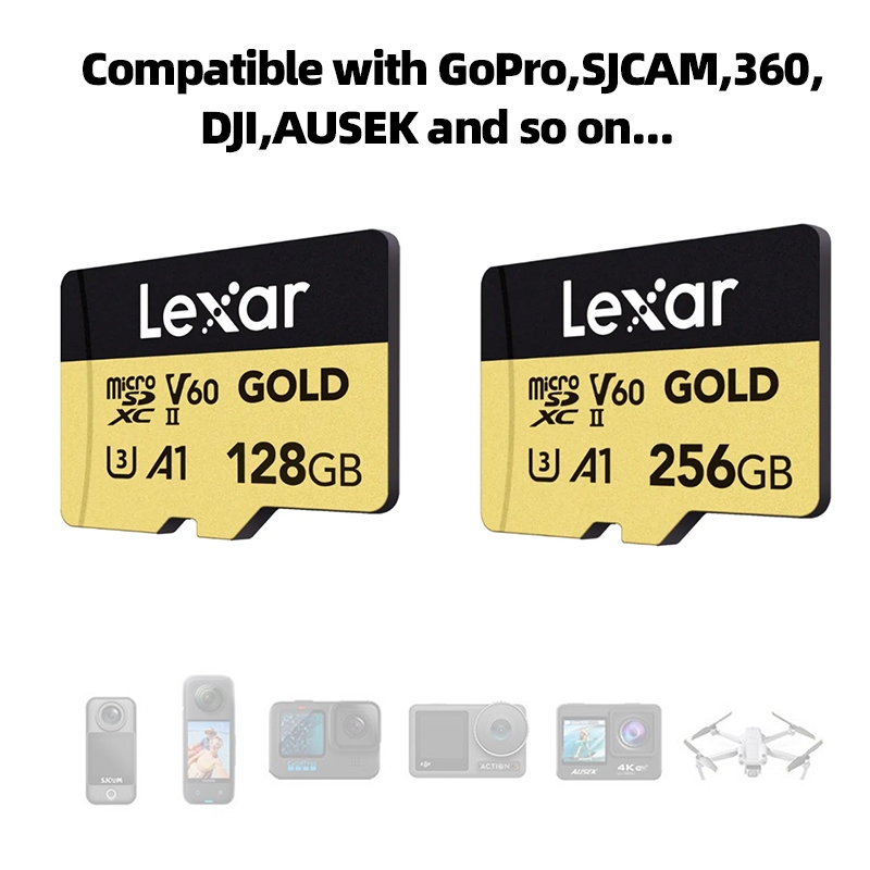 Lexar Professional Gold 128GB/256GB microSDXC UHS-II การ์ดหน่วยความจำ ...