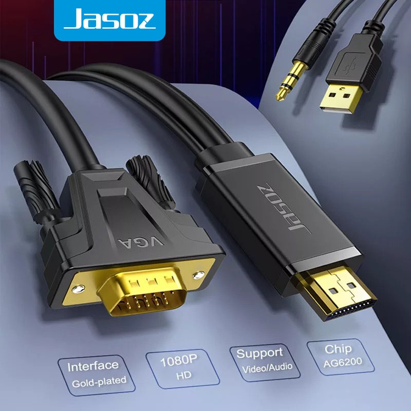Jasoz HDMI To VGA Cable 1080P HDMI to VGA Male to Male Adapter Adapter ...