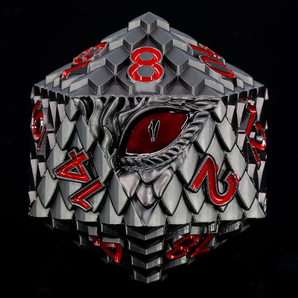 Metal D20 DND Dice Set - Dragon Scale Metallic 20 Sided Giant ...