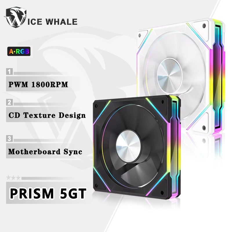 Ice Whale PRISM 5GT พัดลม 120 มม.5V 3Pin ARGB Cyclic กระจกแสง PWM 1800RPM พัดลมระบายความร้อนเมน ...