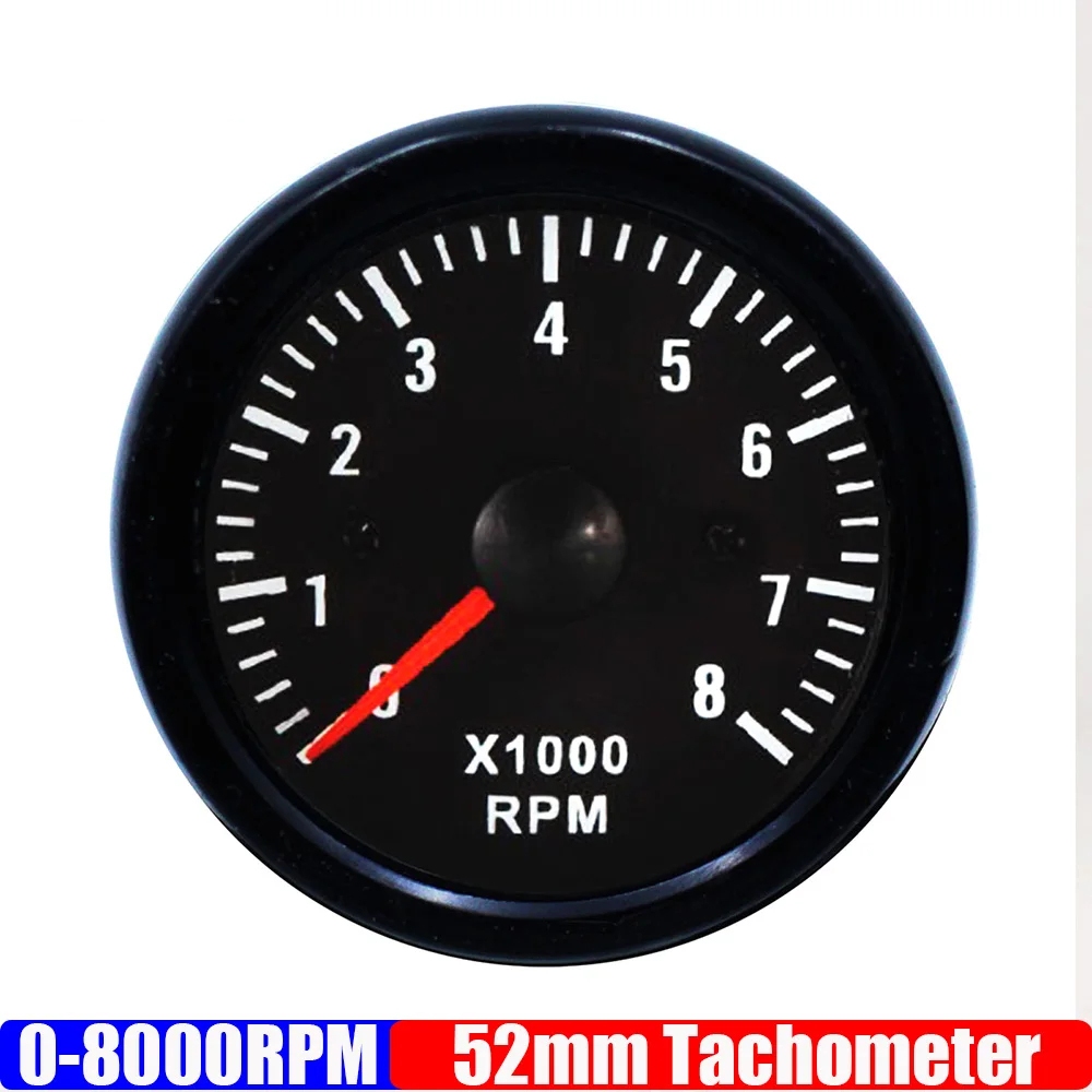 0-8000 RPM 52mm Tachometer พร้อมไฟแบ็คไลท์สีขาว 2 "52 มม.RPM Tacho ...