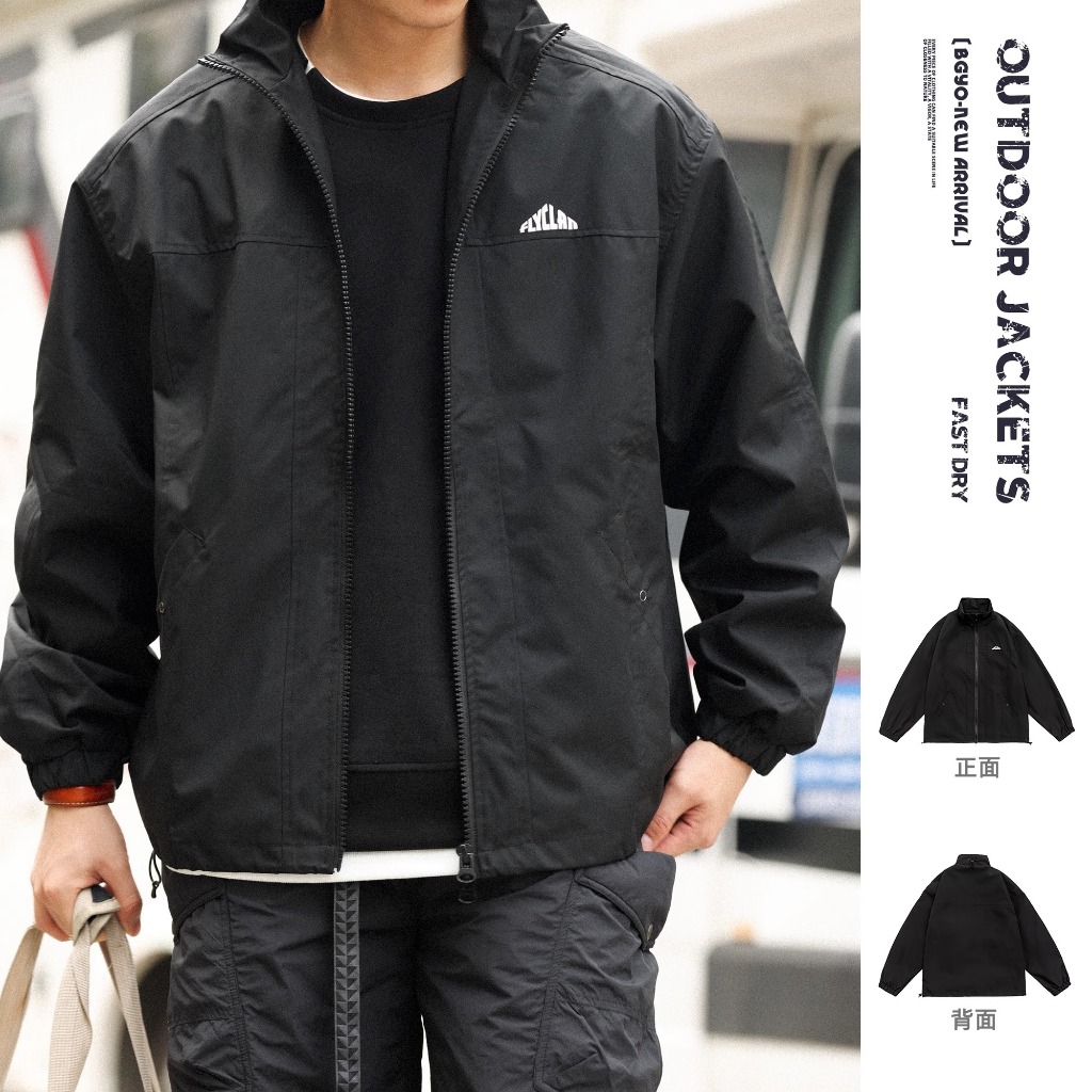 American Casual Lapel Stand-Up Collar Windproof Overalls Jacket Men ...