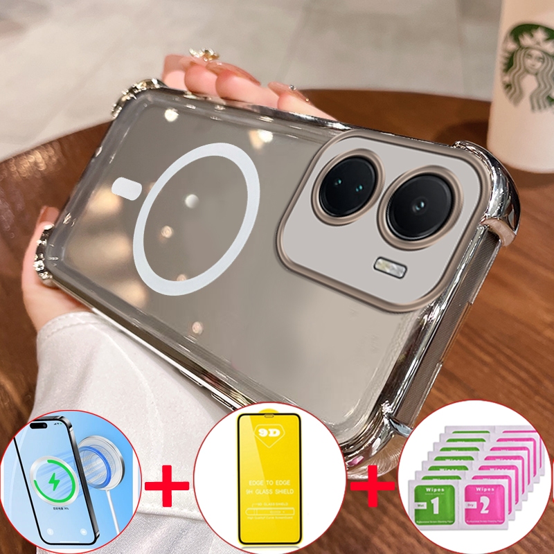 [4 in 1] เคสกระจกนิรภัยสำหรับ VIVO Y03 4G 2024 VIVO Y18 4G Y28S Y03T ...