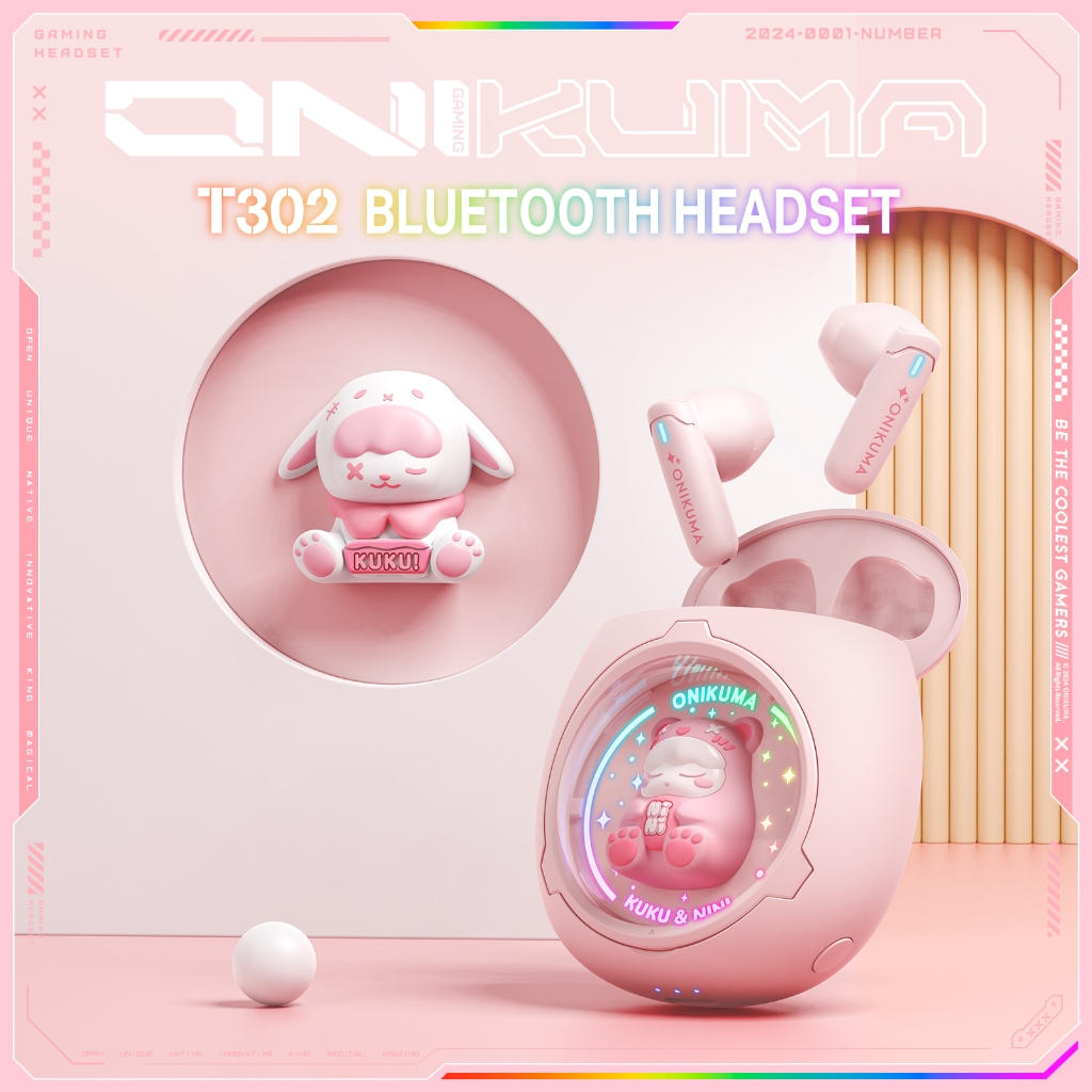 Onikuma T302 TWS หูฟังไร้สายเปลี่ยนซิลิโคนหูฟังอุปกรณ์เสริมบลูทู ธ 5.3 ...
