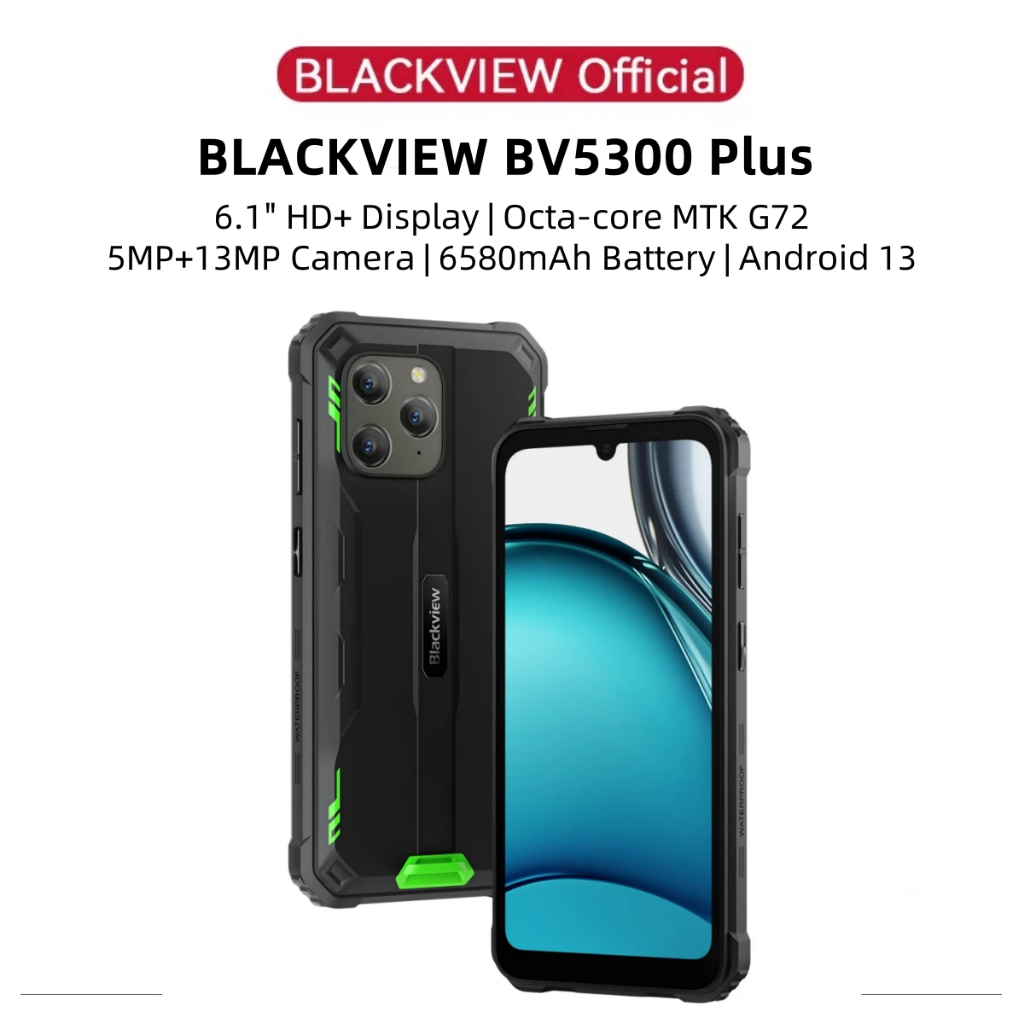 Blackview BV5300 Plus สมาร์ทโฟนที่ทนทาน Android 13 Octa-core G72 6.1 จอแสดงผล HD 8GB + 128GB ...