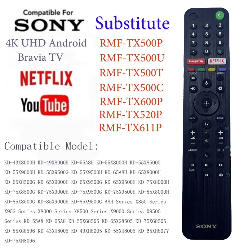 คำสั่งเสียง remote รีโมททีวี SONY LCD Smart 4K UHD Android TV รีโมท RMF-TX500P RMF-TX 520P RMF ...