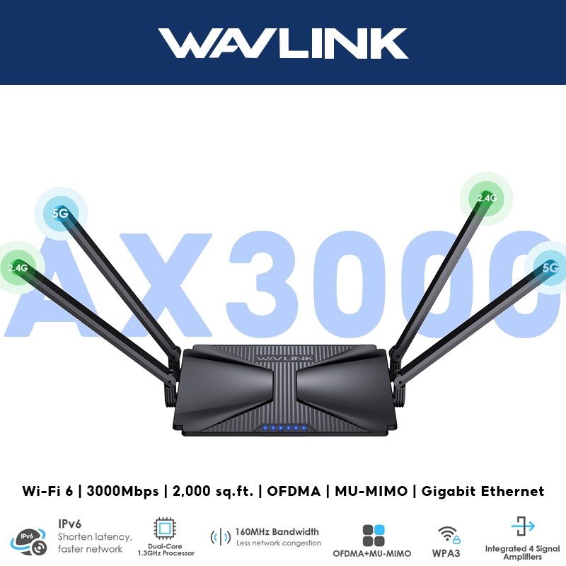 Wavlink AX3000 Wi-Fi 6 Router Dual Band Wireless Gigabit Router พร้อม ...