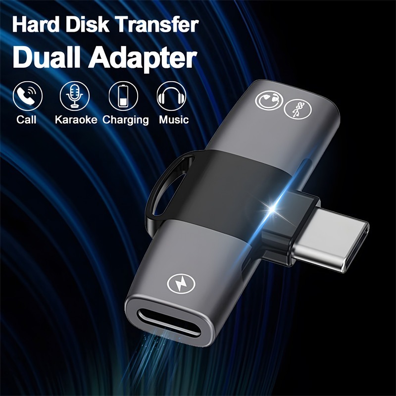 2 in 1 Double USB Type C ถึง Type C Splitter Jack AUX Audio อะแดปเตอร์หูฟัง USB C Fast Charger ...