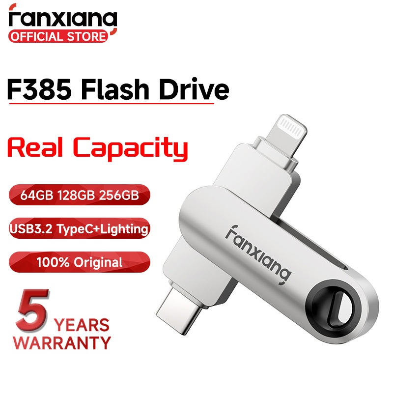 Fanxiang F385 2 in 1 Type-C แฟลชไดร์ฟ 64GB 128GB 256GB OTG for iPhone ...