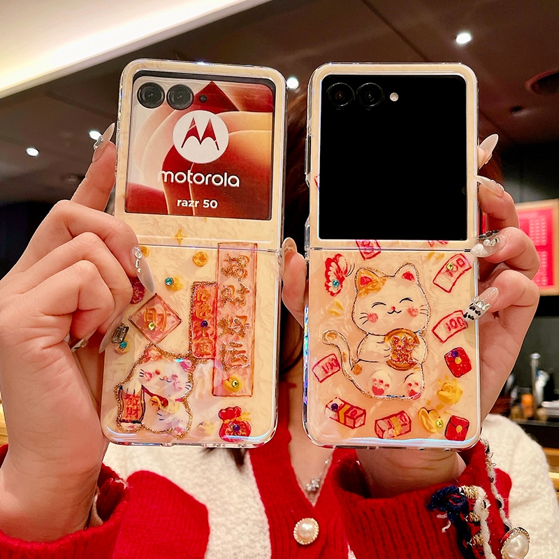 Razr50 เคสสําหรับ Motorola Razr 50 Ultra IMD Fortune Cat กันกระแทก ...