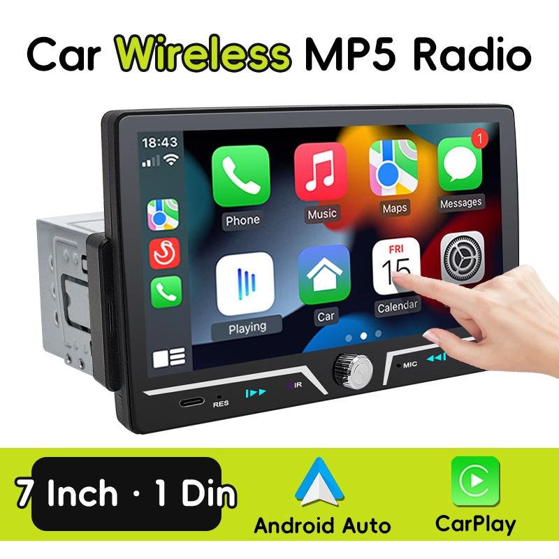 รถวิทยุ 1 Din Carplay Android Auto MP5 Player Bluetooth USB AUX TF Mirror Link 7 นิ้วหน้าจอ ...