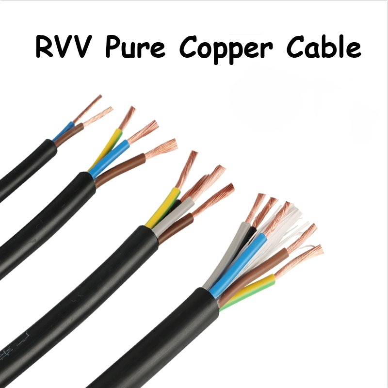 Rvv สายไฟ 2/3/4/5 แกน 20/17/15/13/11/9AWG PVC Sheathed ทองแดงบริสุทธิ์ Core ตัวนําสัญญาณสายไฟ ...
