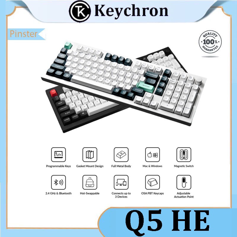 Keychron Q5 HE QMK คีย์บอร์ดไร้สายแบบกําหนดเอง Hall Effect Gateron ...