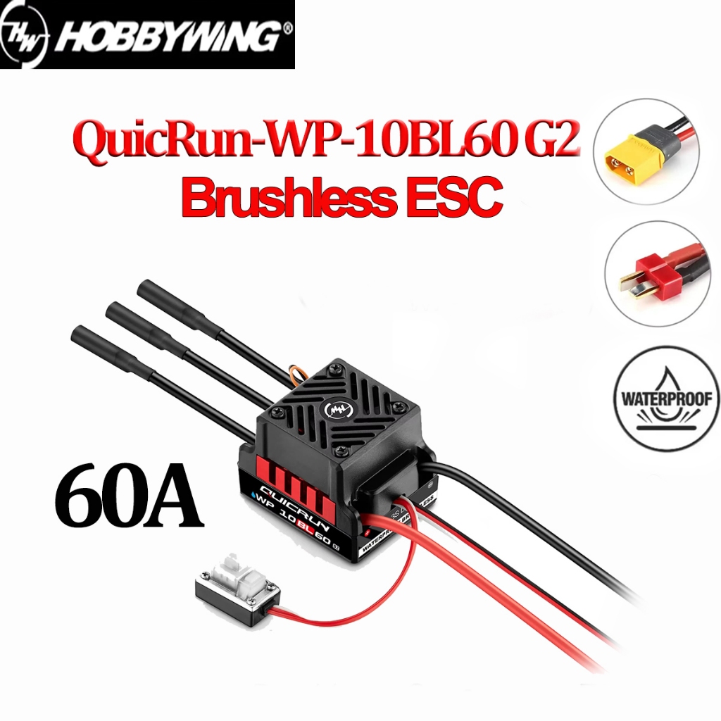 Hobbywing QuicRun 10BL60 G2 60A กันน้ํา Brushless ESC Sensorless 2-3S BEC สําหรับ 1/10 RC On ...